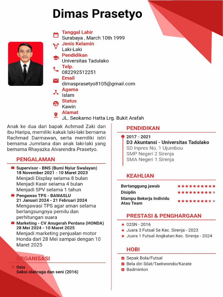 Curriculum Vitae (CV) Dimas Prasetyo | PDF