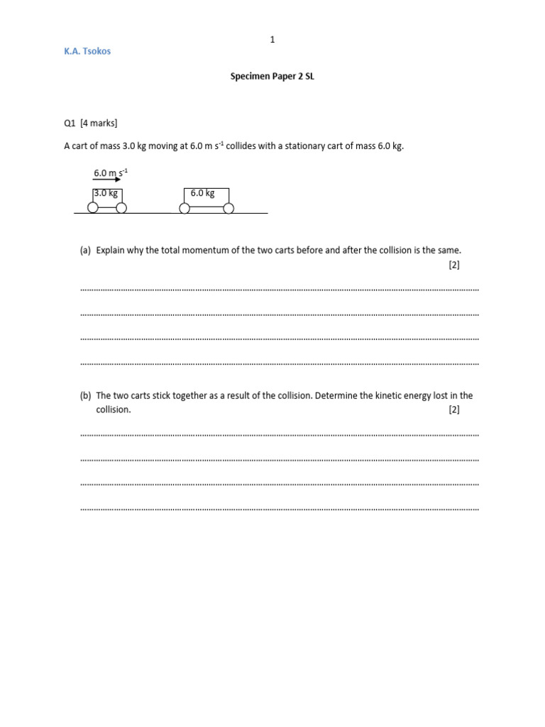Specimen Paper 2 SL | PDF | Electromagnetic Radiation | Gases