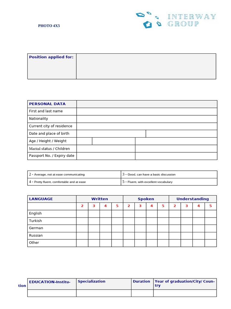 Application Form - Interway | PDF