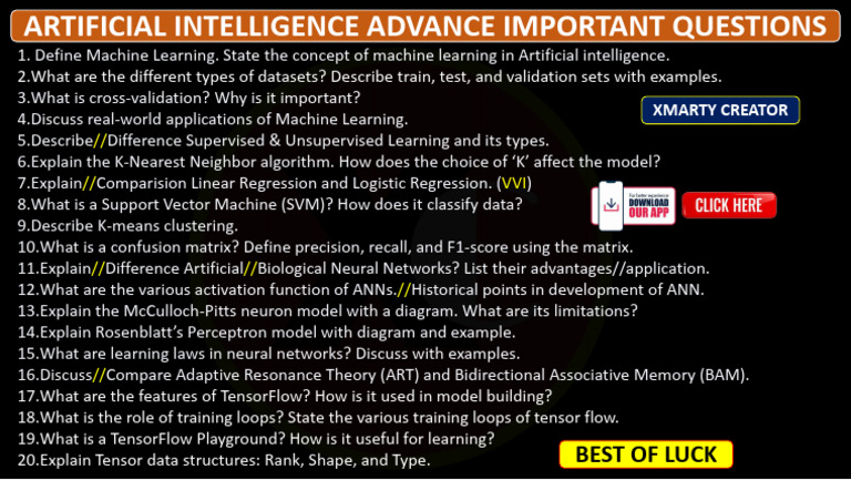 Artificial Intelligence Advance Important Questions | PDF