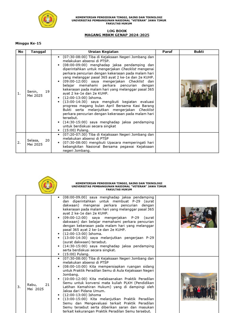Log Book Magang MBKM Minggu Ke-15 | PDF