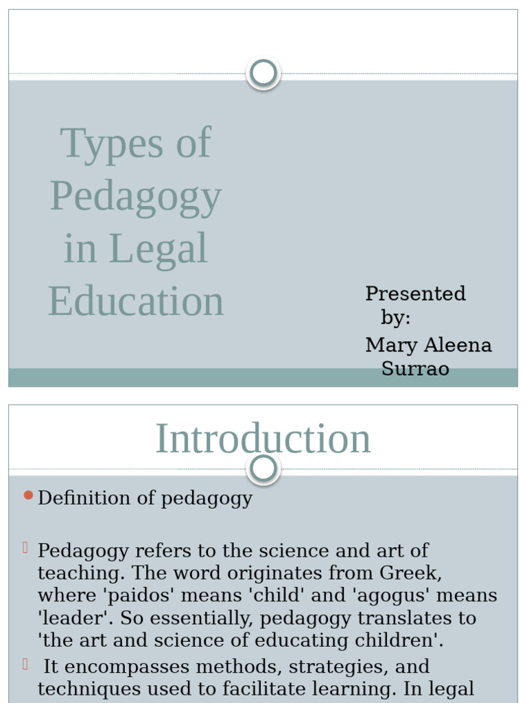 Types of Pedagogy in Legal Education | PDF | Pedagogy | Learning