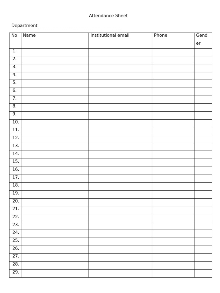 Attendance Sheet | PDF