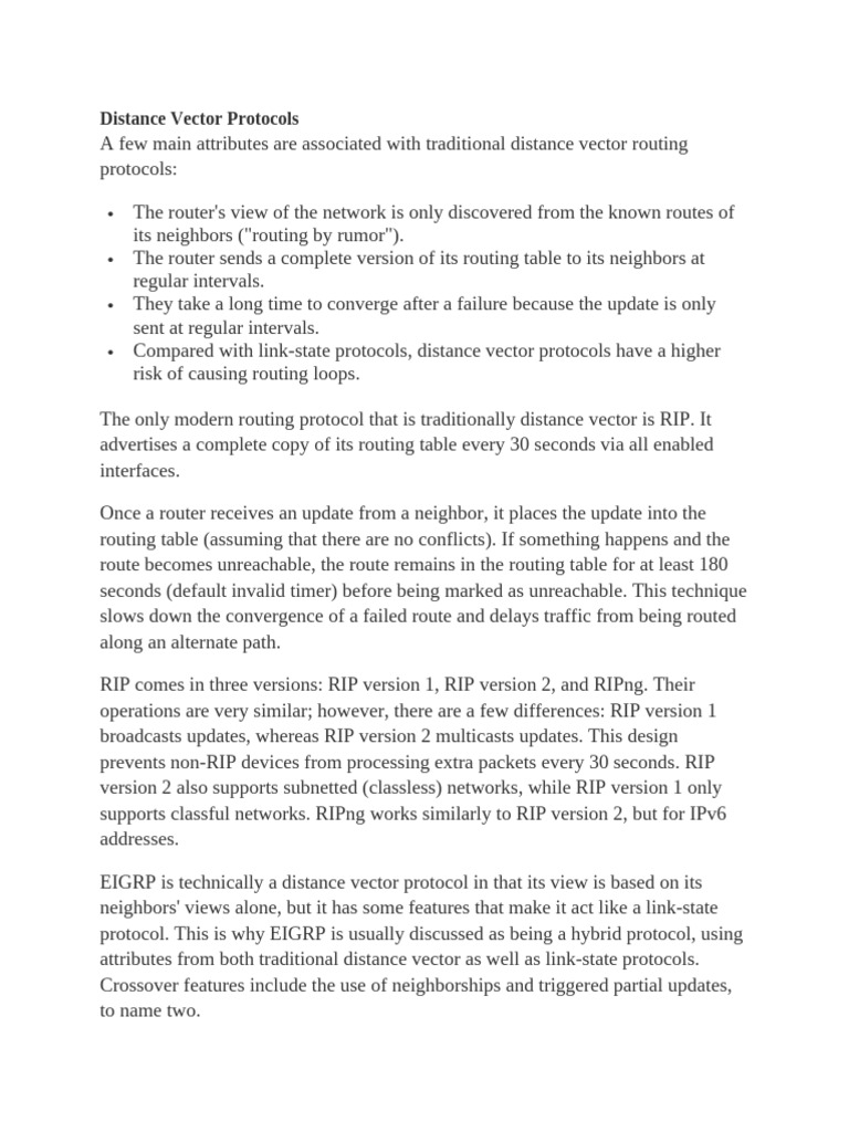 Distance Vector Protocols | PDF | Routing | Network Switch