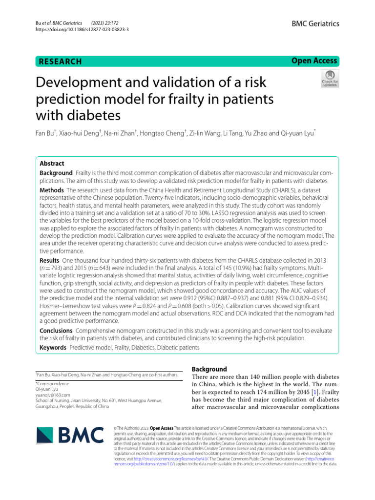 2023 Article 3823 | PDF | Diabetes | Logistic Regression