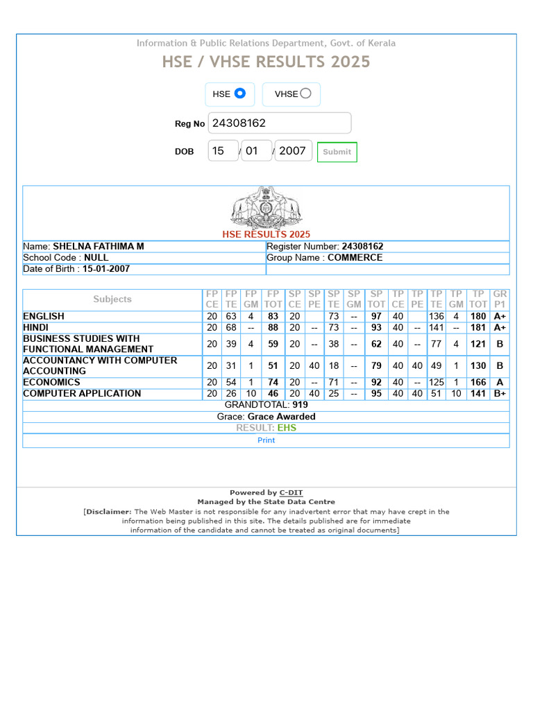 Hse / Vhse Results 2025 | PDF