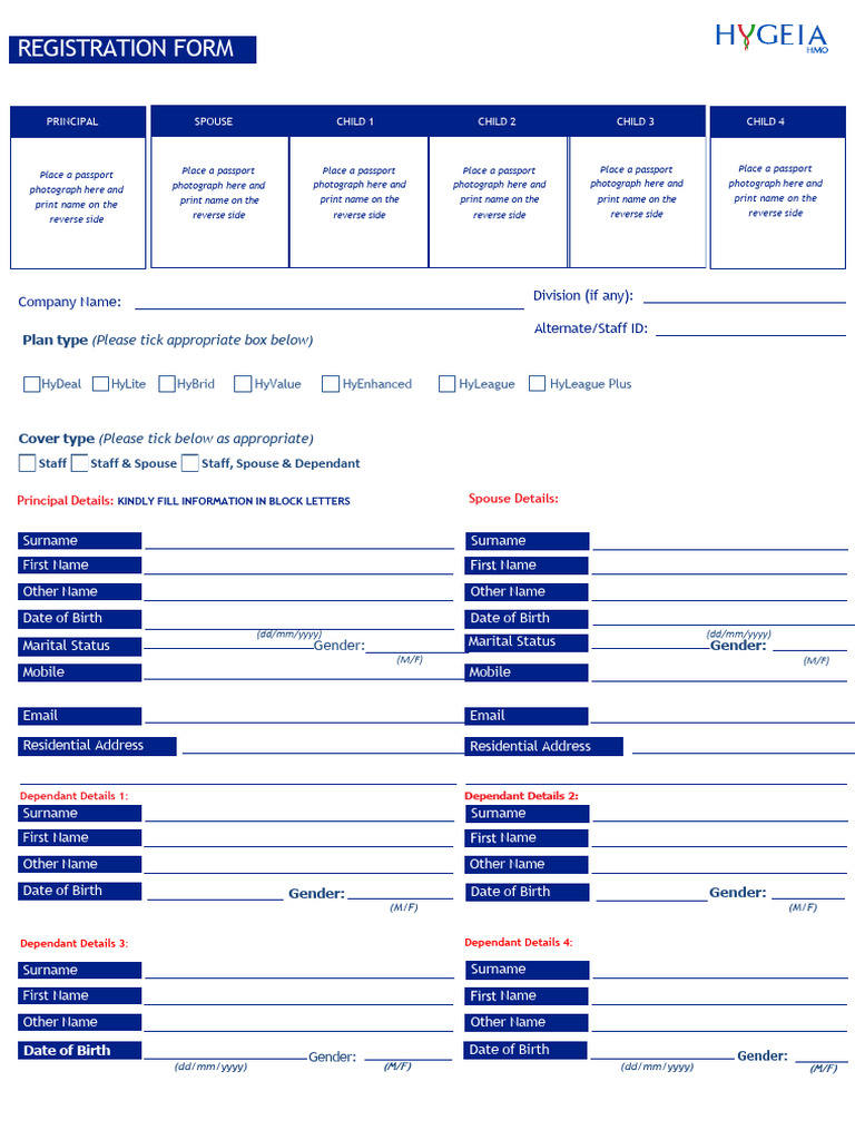 Hygeia HMO Corporate Registration FORM 2025. | PDF | Government | Government And Personhood