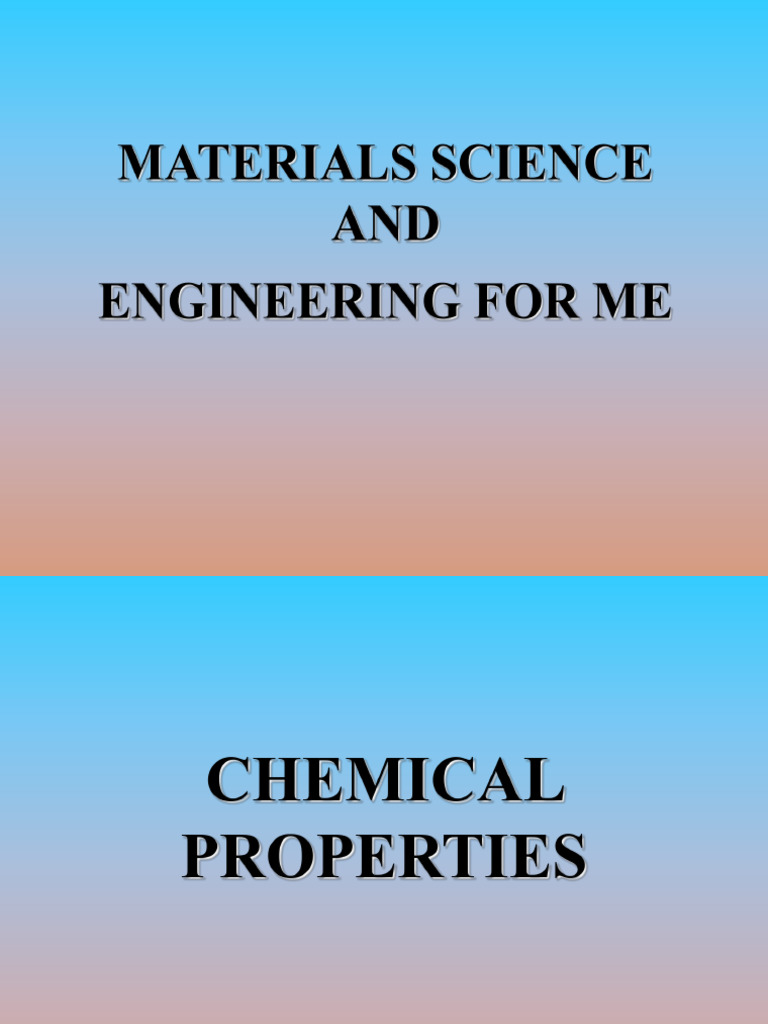L3 Material Science and Engineering Chemical Properties | PDF ...