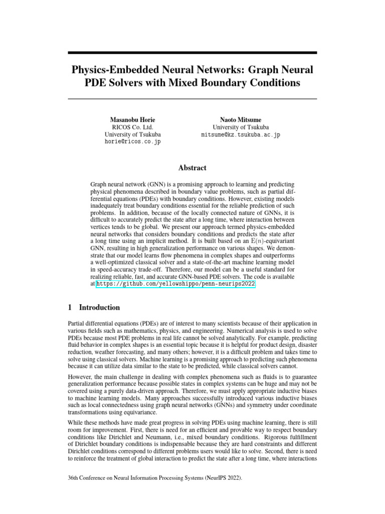 NeurIPS 2022 Physics Embedded Neural Networks Graph Neural Pde Solvers With Mixed Boundary ...