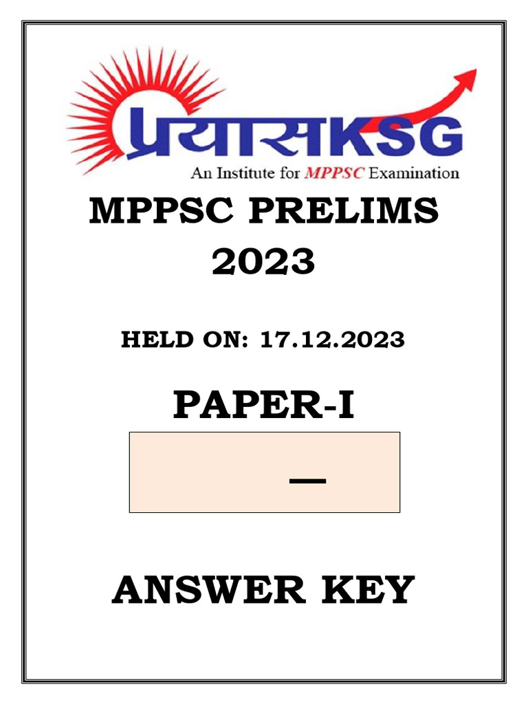 Answer Key MPPSC Prelims 2023 | PDF