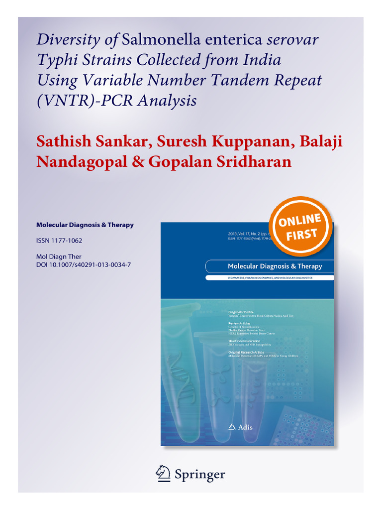 Diversity of Salmonella Typhi - Epidemiological Study | PDF ...