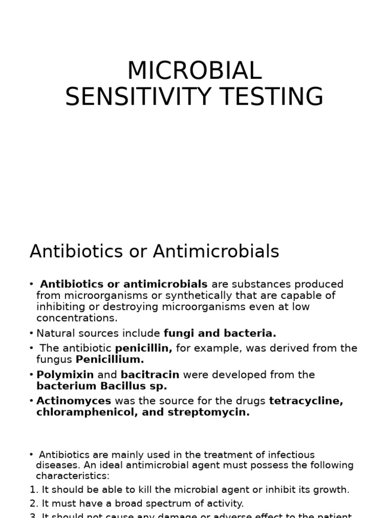 Microbial Sensitivity Testing | PDF | Antimicrobial Resistance | Penicillin
