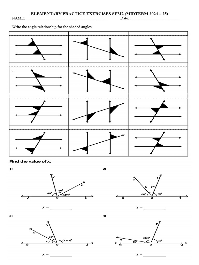 Elementary Practice Exercises Sem2 (Mid 2024 - 25) | PDF