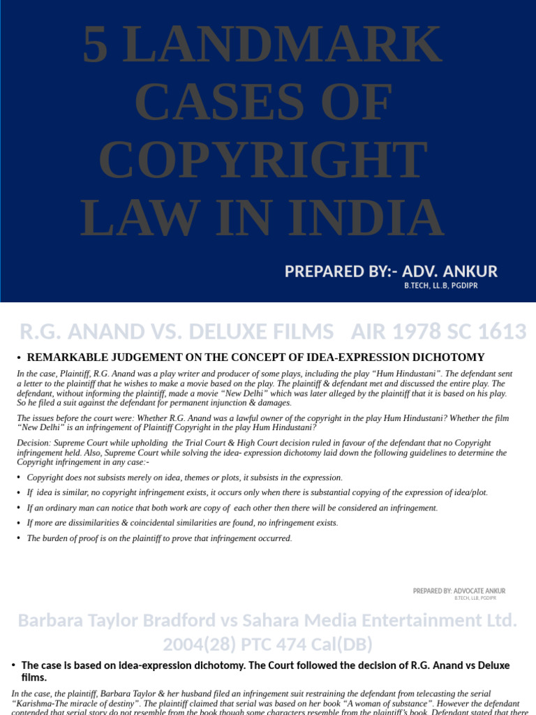 Landmark Copyright Cases in India | PDF | Justice | Crime & Violence