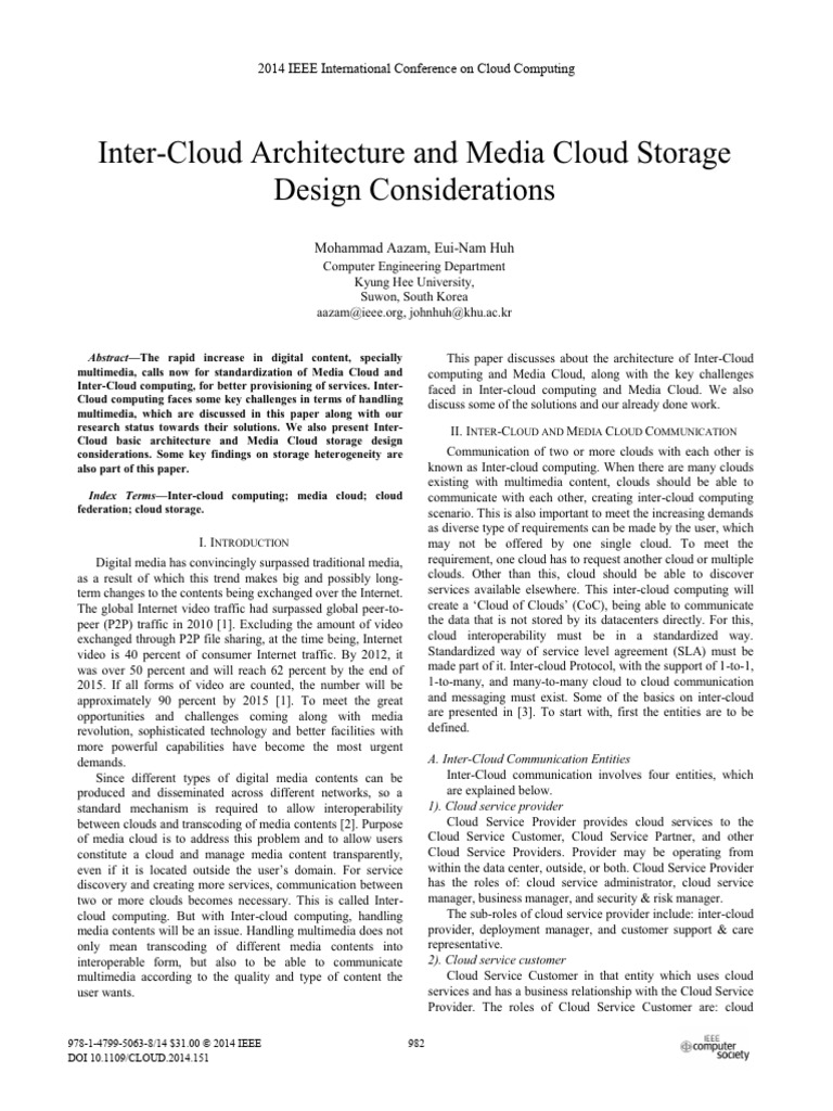 Inter-Cloud Media Storage and Media Cloud Architecture For Inter-Cloud Communication | PDF ...
