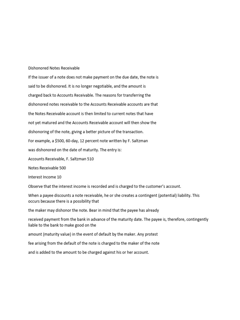 Dishonored Notes Receivable | PDF