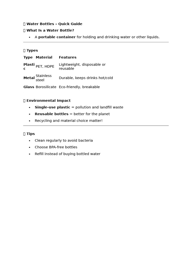 ? Water Bottles | PDF