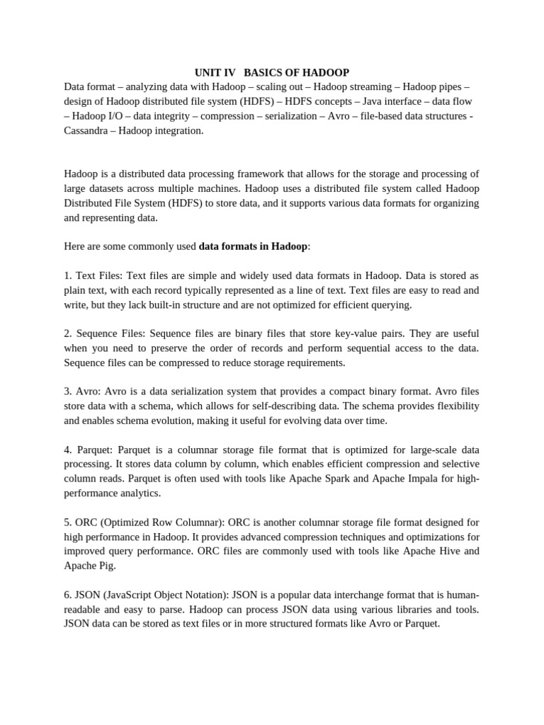 Unit IV Basics - of - Hadoop | PDF | Apache Hadoop | Map Reduce