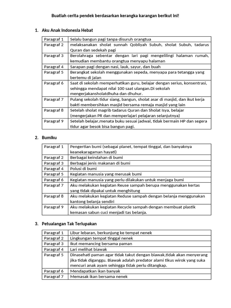 Kerangka Karangan Untuk Latihan Lomba Menulis | PDF