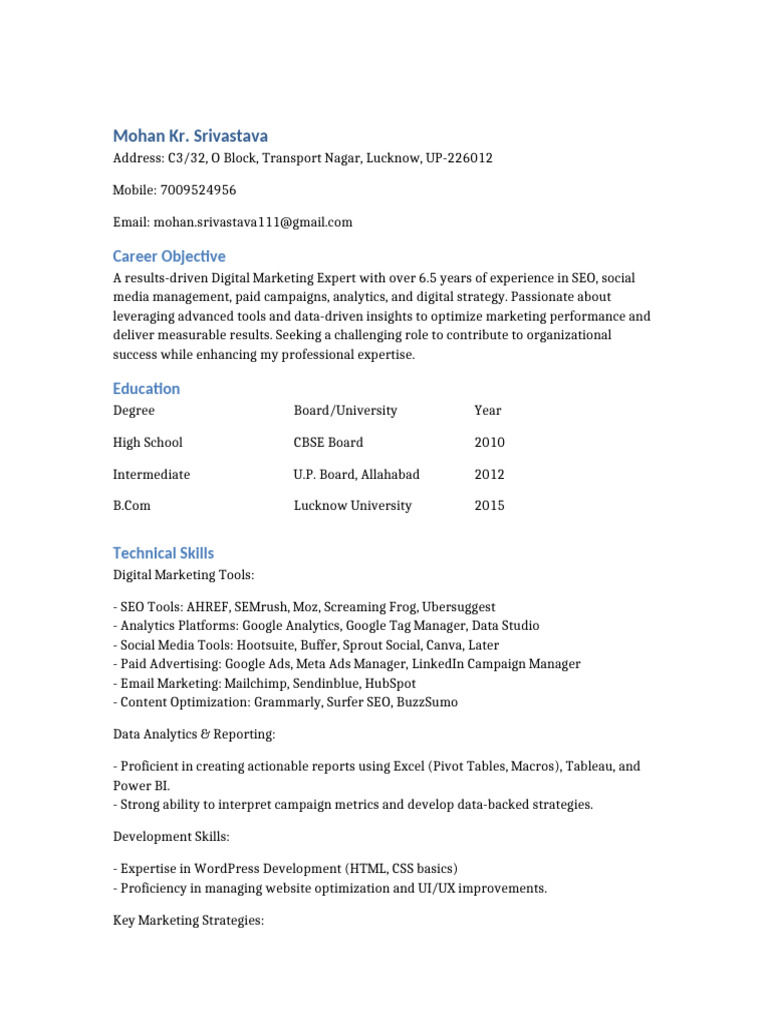 Digital Marketing Expert CV | PDF | Search Engine Optimization | Digital Marketing