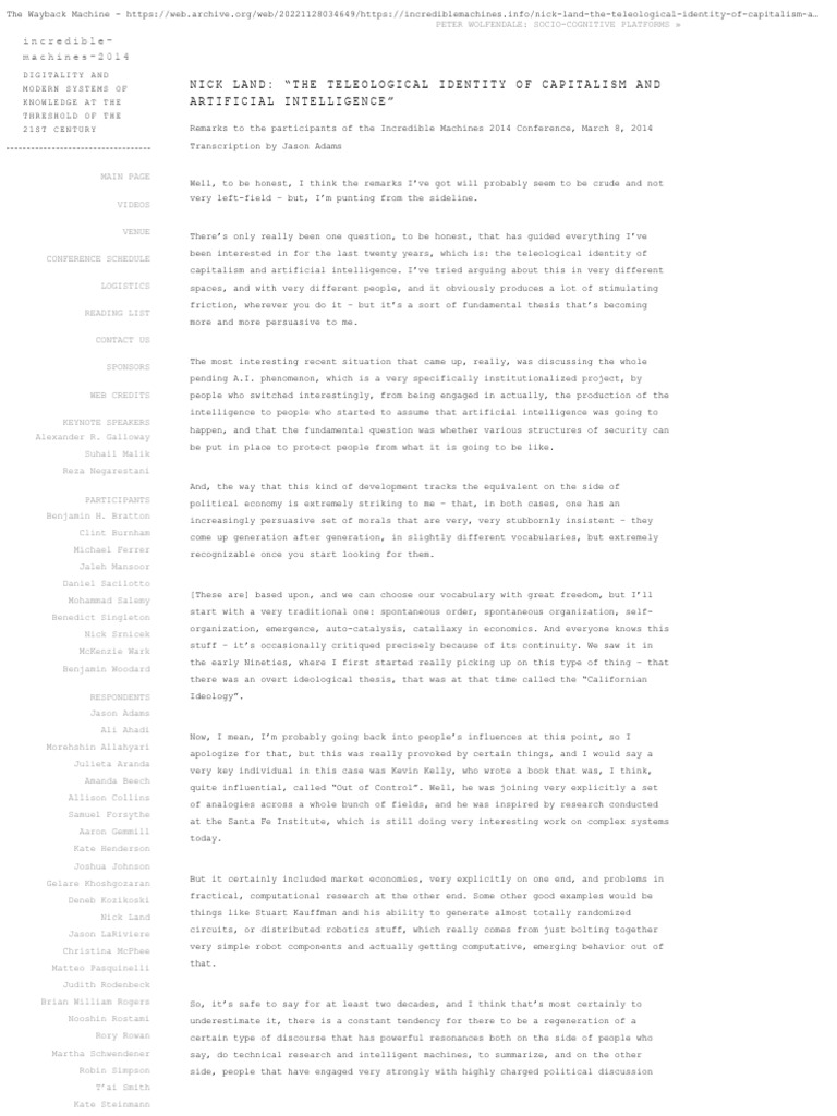 "The Teleological Identity of Capitalism and Artificial Intelligence ...