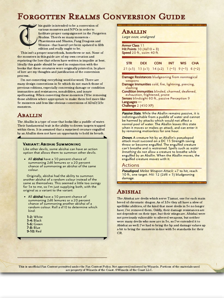 Forgotten Realms Conversion Guide - GM Binder | PDF | Magician (Fantasy ...