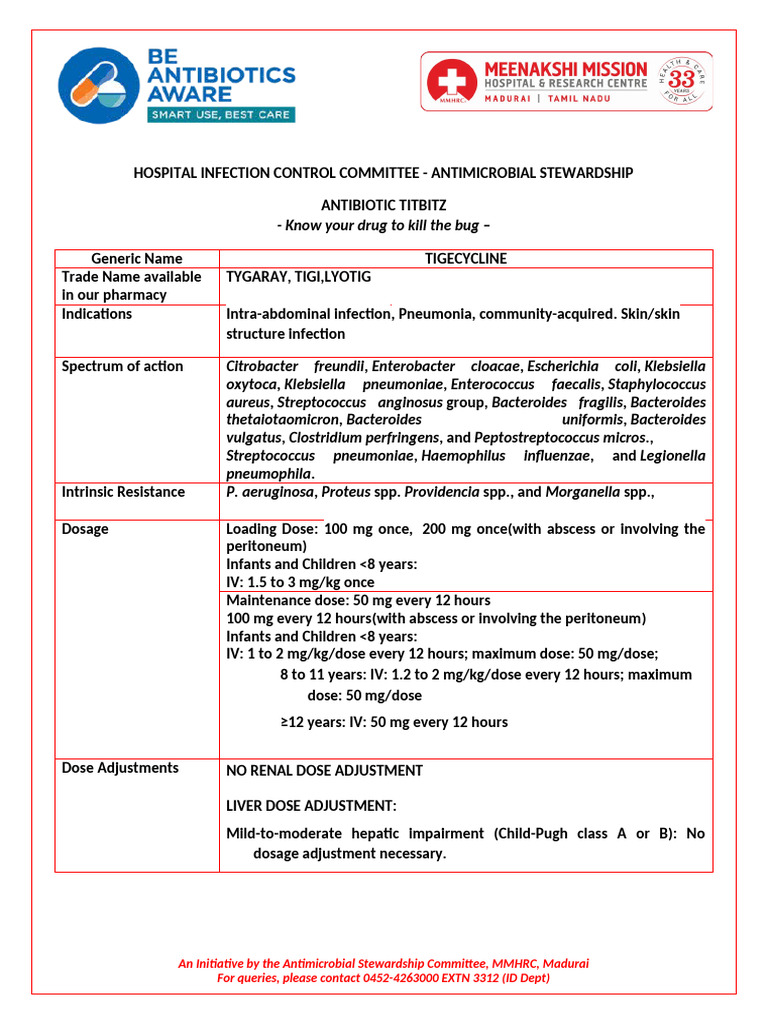 Antibiotic Titbitz Tigecycline | PDF | Pneumonia | Microbiology