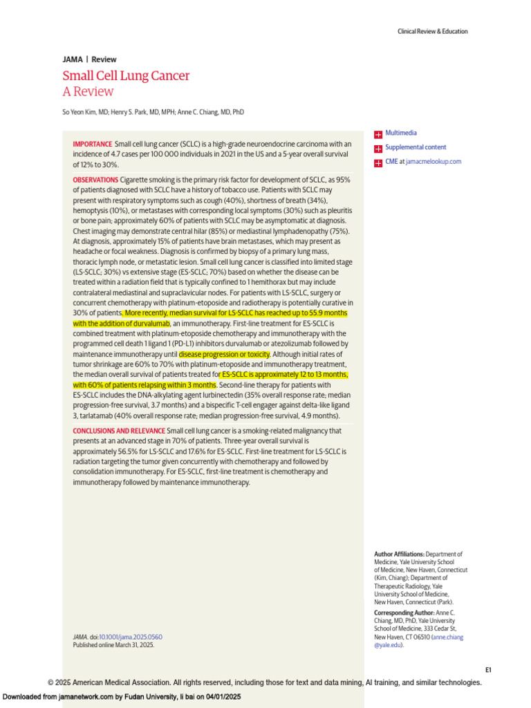 A Review: Small Cell Lung Cancer | PDF | Lung Cancer | Cancer