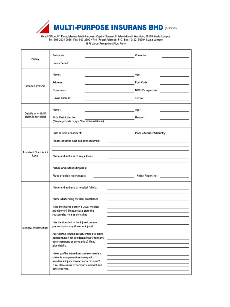 MPI Accident Report and Claim Form | PDF | Address (Geography) | Insurance