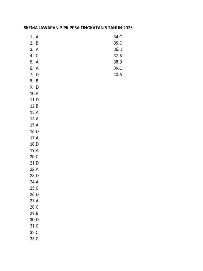 Skema PPT PJPK Ting 5 2025 | PDF