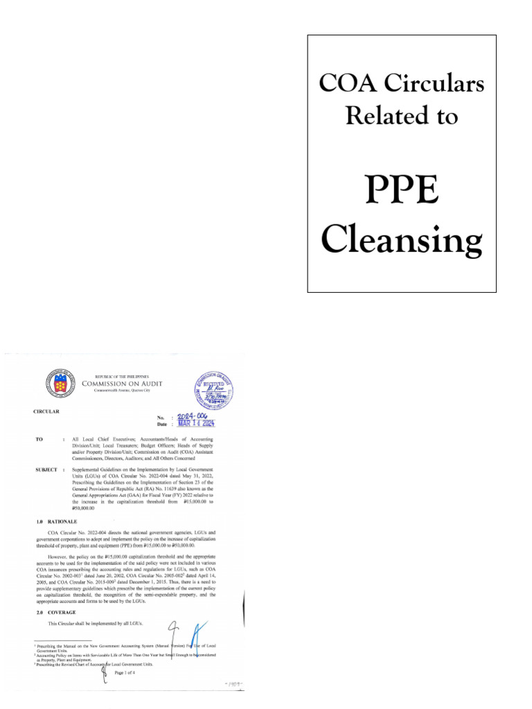 COA Circulars on PPE Cleansing | PDF