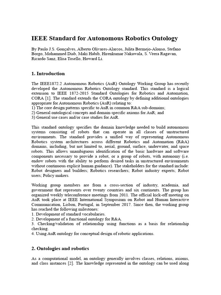2526 IEEE Standard For Autonomous Robotics Ontology (Standards) | PDF | Ontology (Information ...