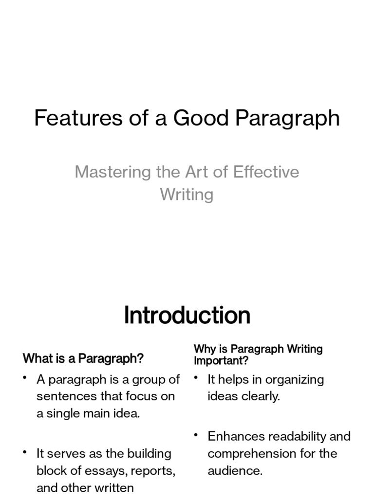 Features of a Good Paragraph | PDF | Paragraph