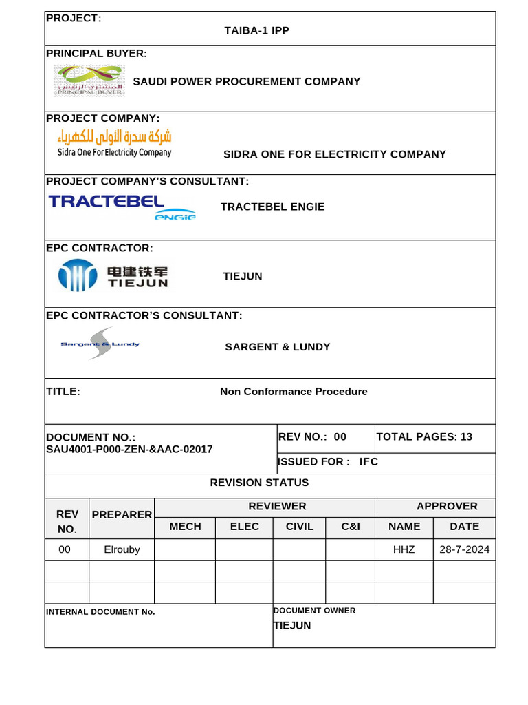 SAU4001 P000 ZEN &AAC 02017 - Rev.00 - Non Conformance Procedure | PDF | Quality Management ...