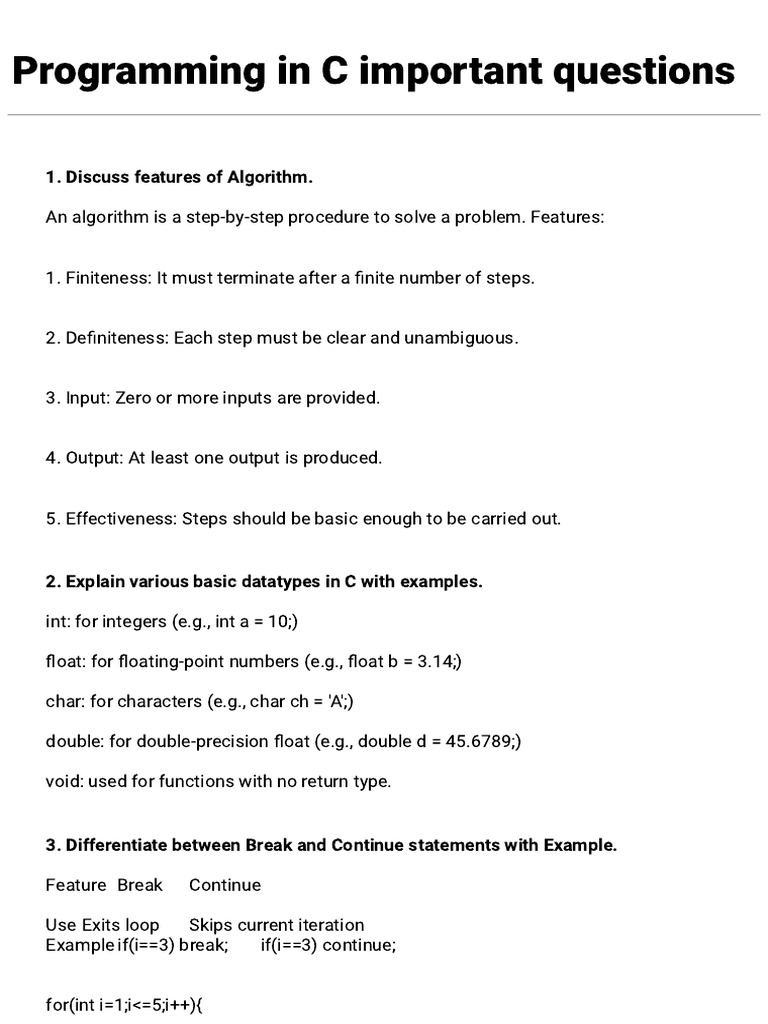 C language all important questions | PDF | Pointer (Computer Programming) | Parameter (Computer ...