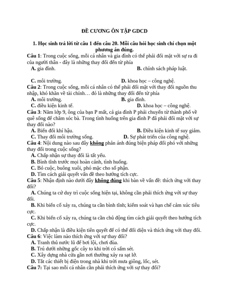 Đề GDCD lớp 9 | PDF