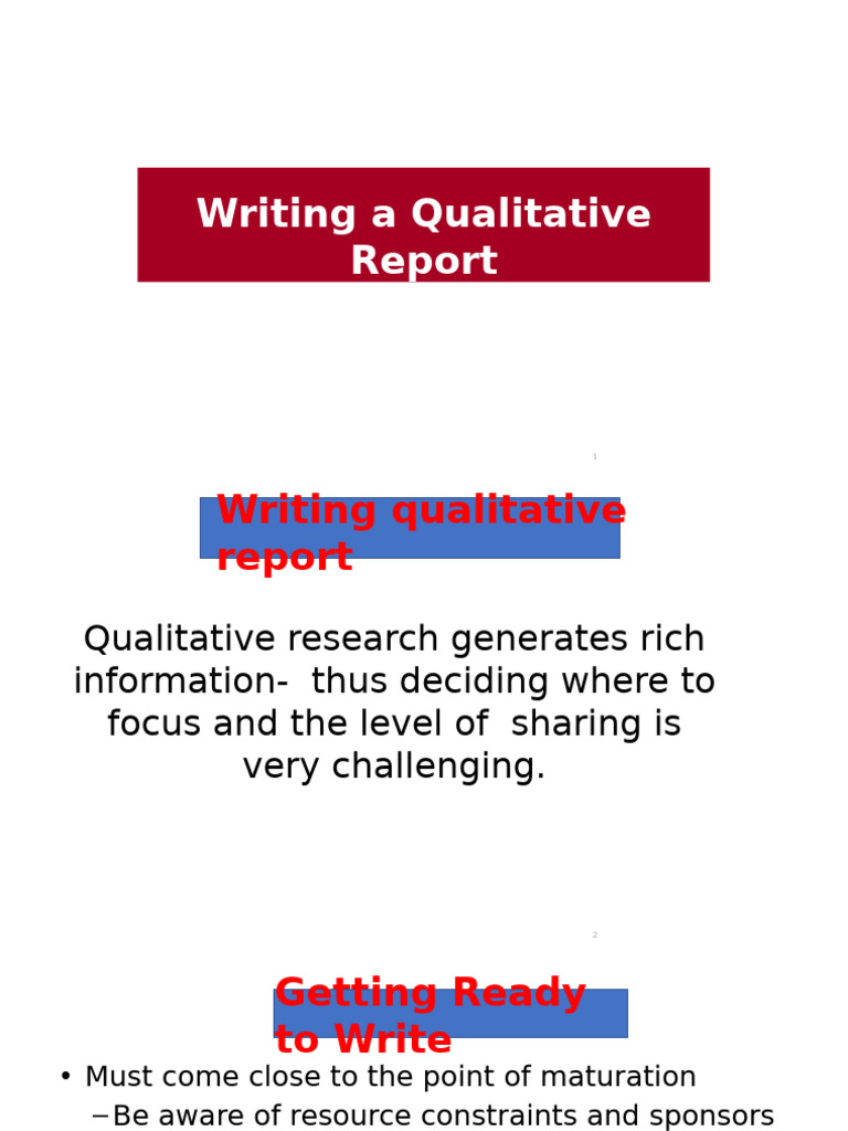 Writing A Qualitative Report | PDF | Qualitative Research | Methodology