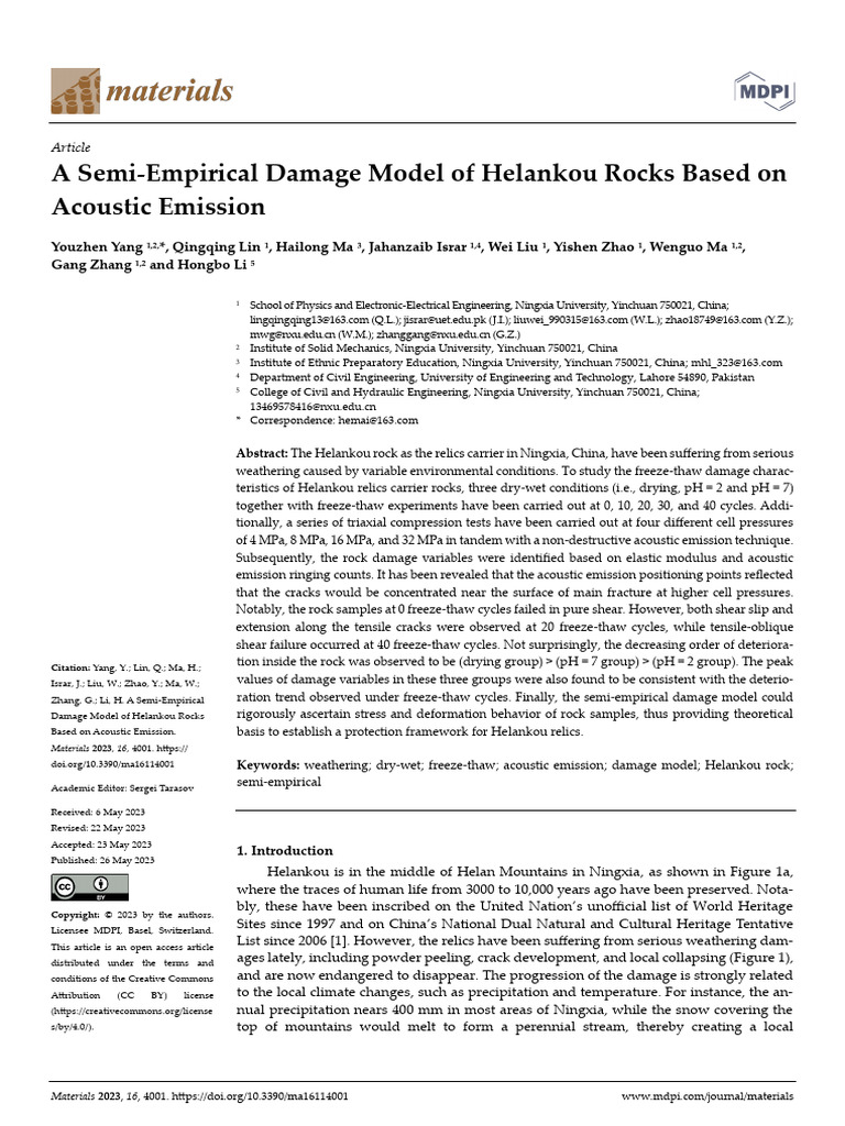 A_Semi-Empirical_Damage_Model_of_Helankou_Rocks_Ba | PDF | Fracture ...