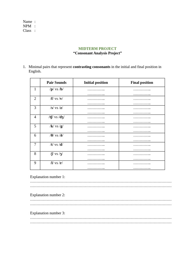 Midterm Project Phonology - Template | PDF | Oral Communication | Languages