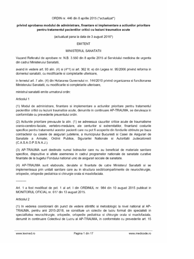 Ordin MS 446 - 2015 AP-TRAUMA | PDF
