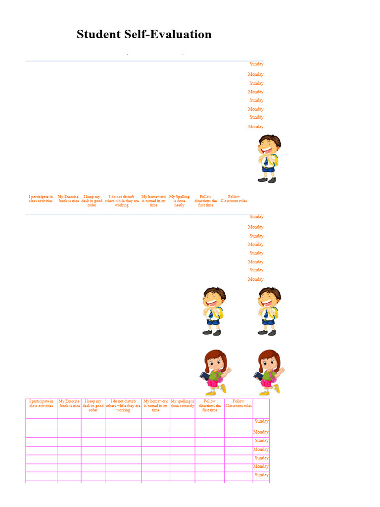 Student Self-Evaluation Checklist | PDF | Learning