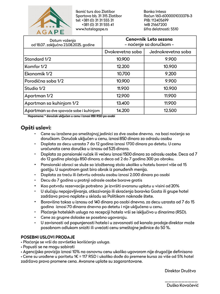 8 Cenovnik Leto SEZONA | PDF
