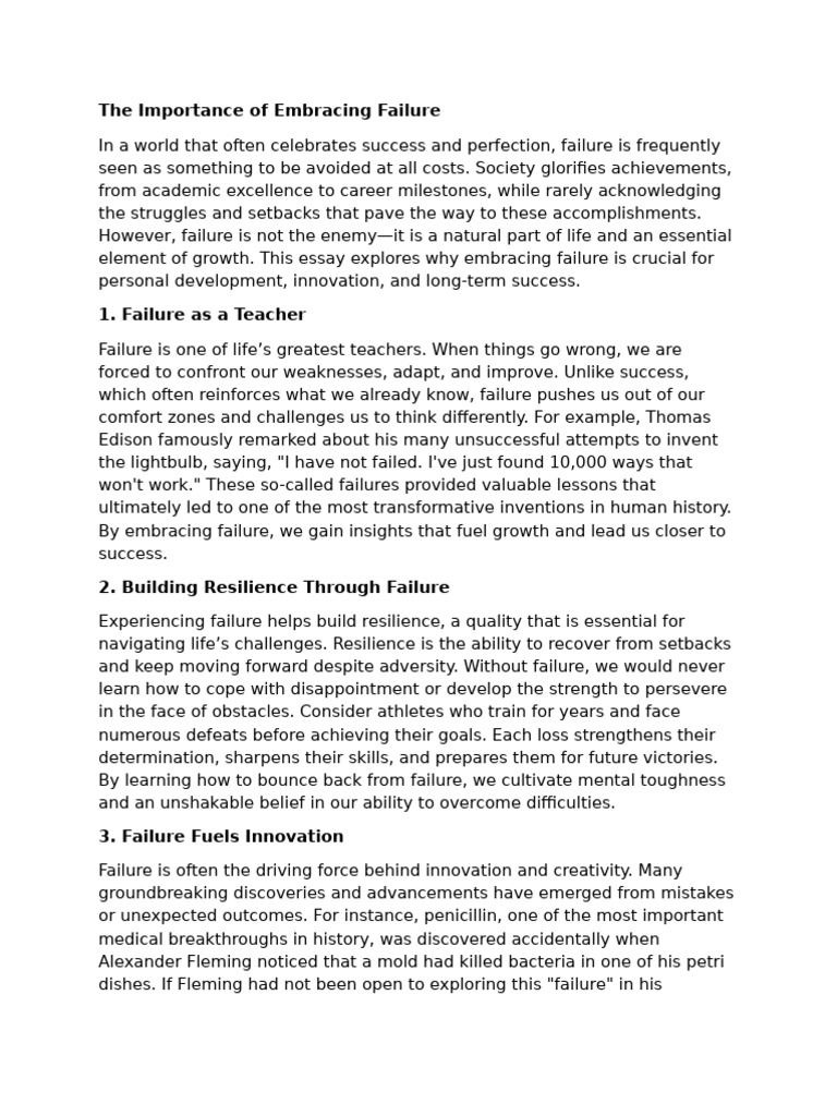 The Importance of Embracing Failure | PDF | Psychological Resilience ...