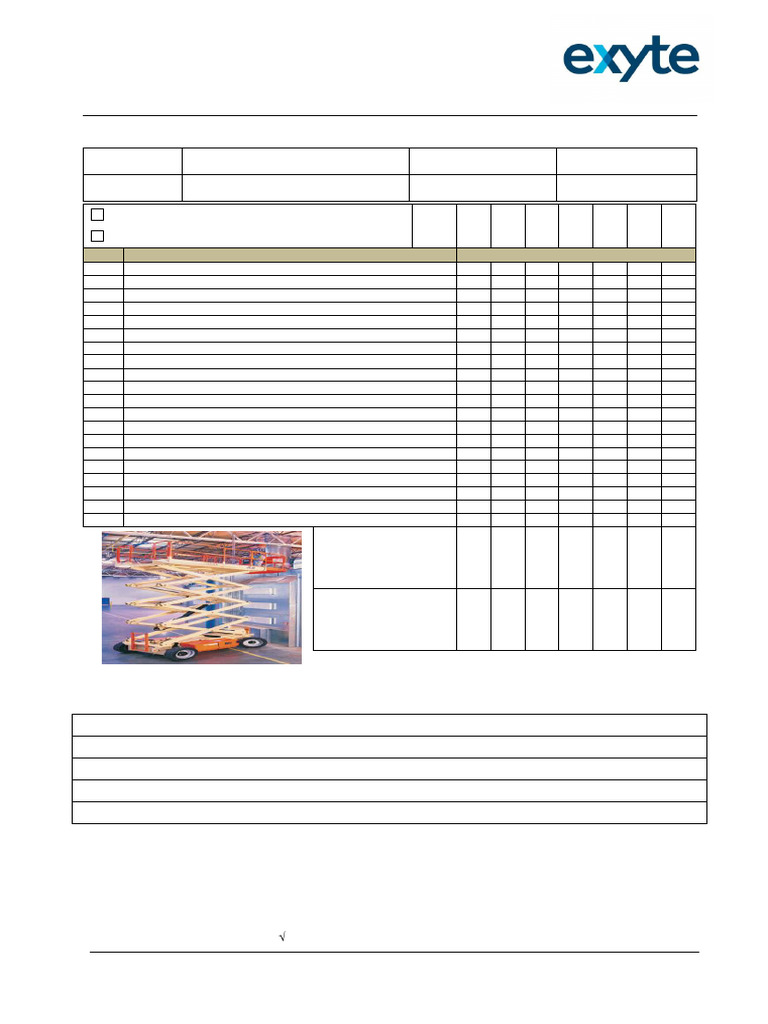 Mobile Elevated Work Platform Checklist | PDF | Transport ...
