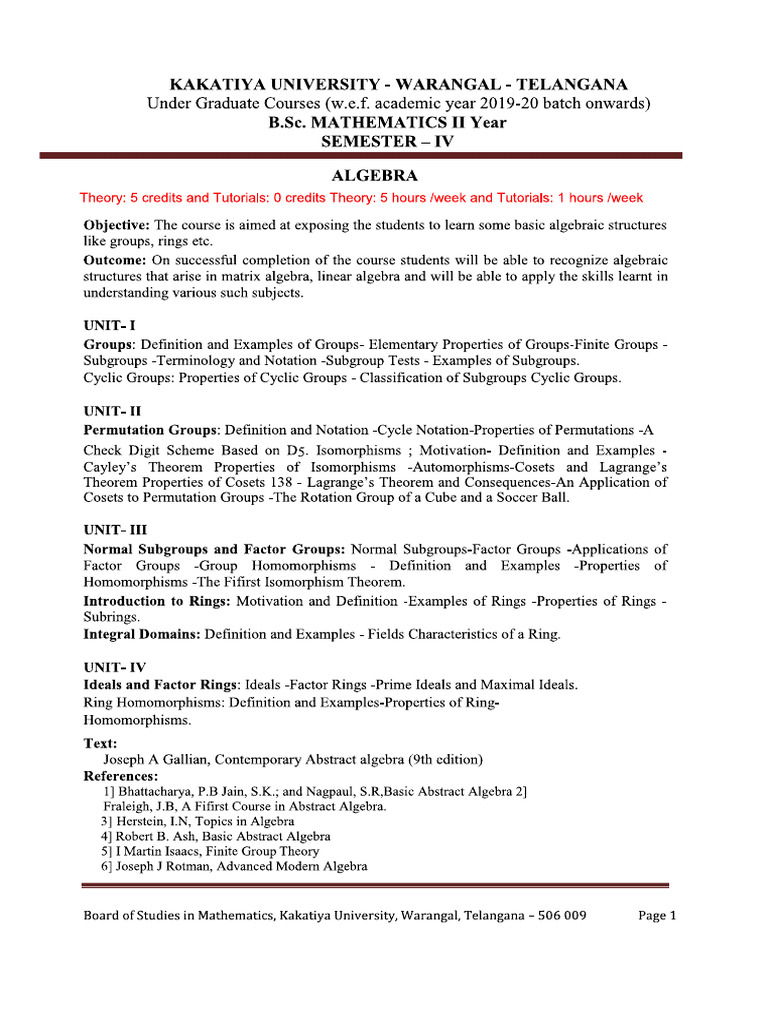 Degree 4th Sem Maths | PDF