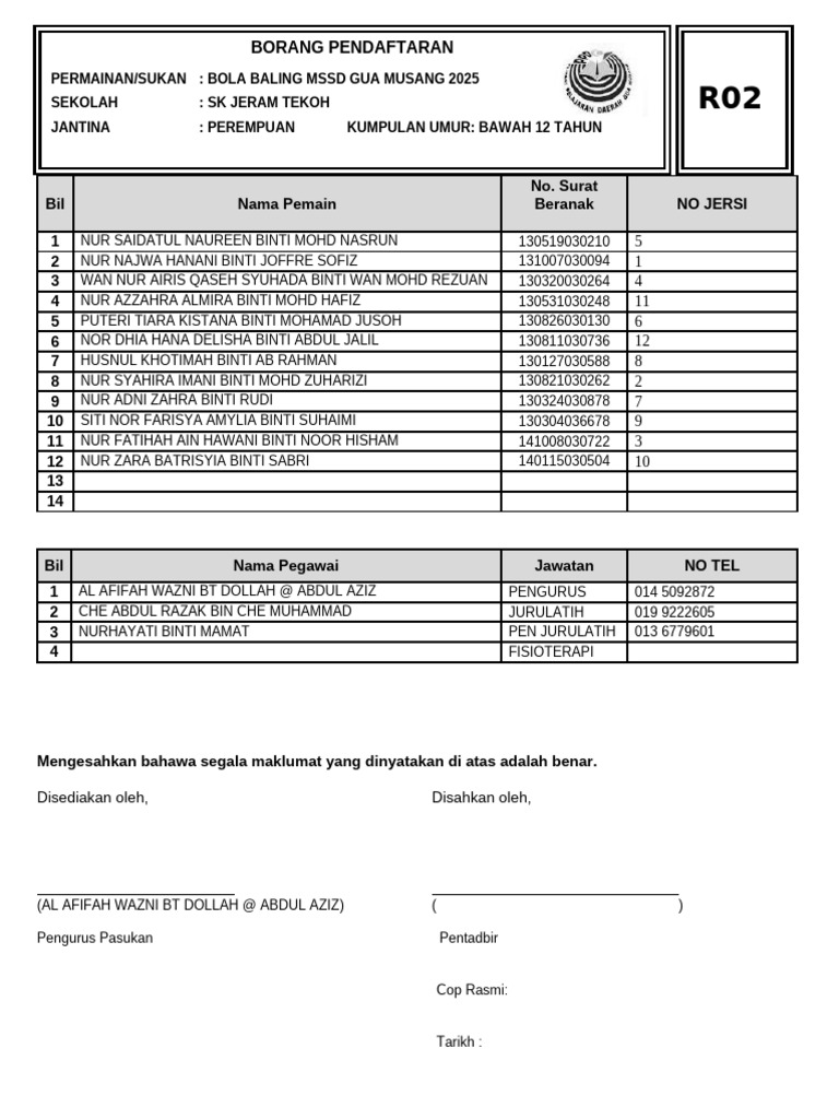Borang-r02 Bola Baling | PDF