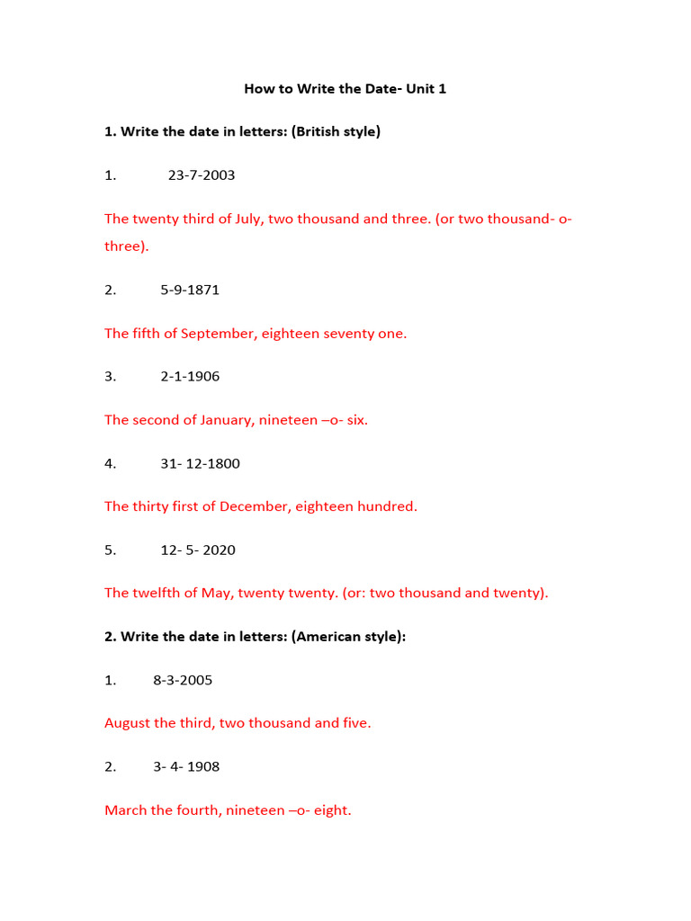Writing Dates: British vs. American | PDF