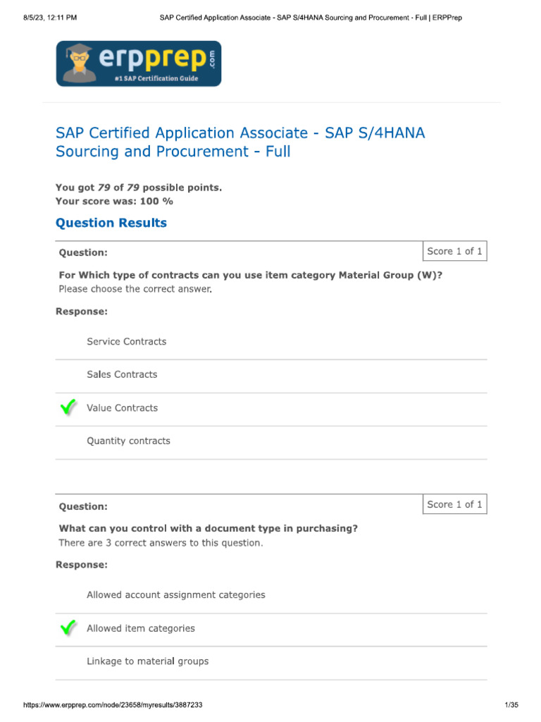 Sap Hana Sourcing and Procurement Erpprep Dumps 3 | PDF