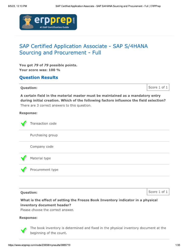 Sap Hana Sourcing and Procurement Erpprep Dumps 4 | PDF