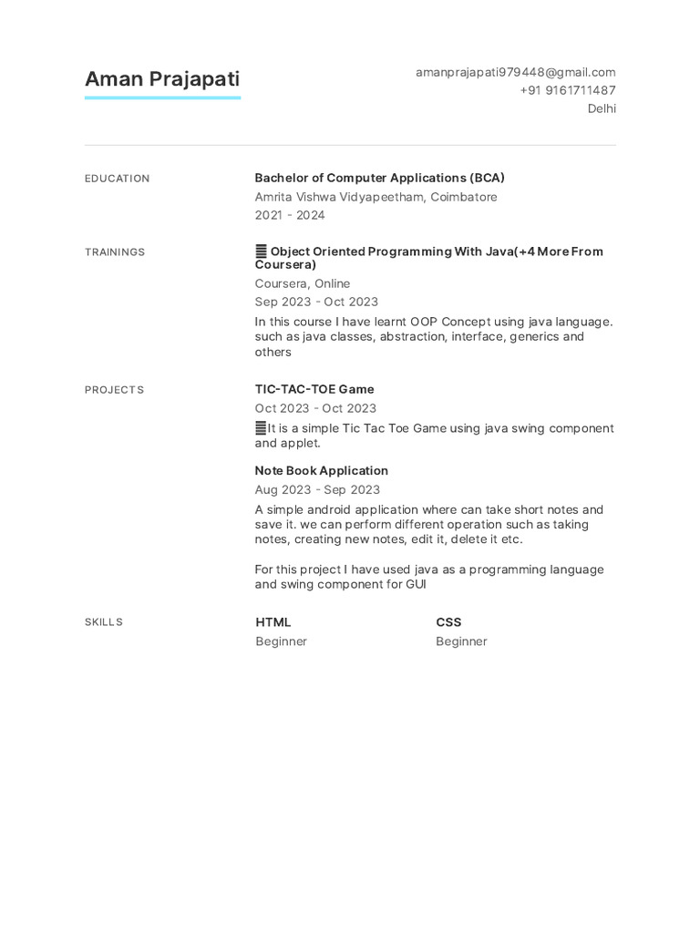 AmanPrajapati InternshalaResume | PDF